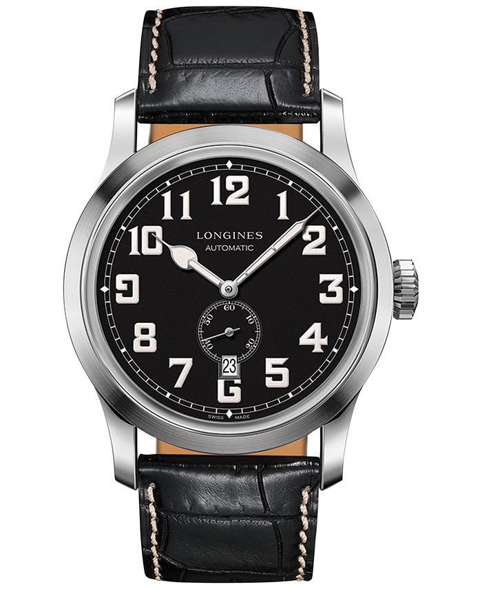 Longines Men's Swiss Automatic Chronograph Heritage Military Black ...