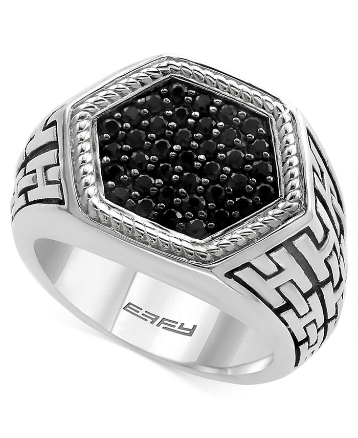 EFFY Collection EFFY® Men's Black Sapphire Ring (1-1/4 ct. t.w.) in ...