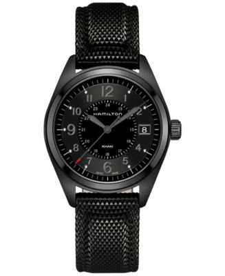 Hamilton Men's Swiss Khaki Field Black Rubber Strap Watch 40mm ...