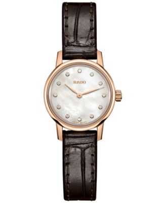 Rado Women's Swiss Coupole Classic Diamond Accent Dark Brown Leather ...