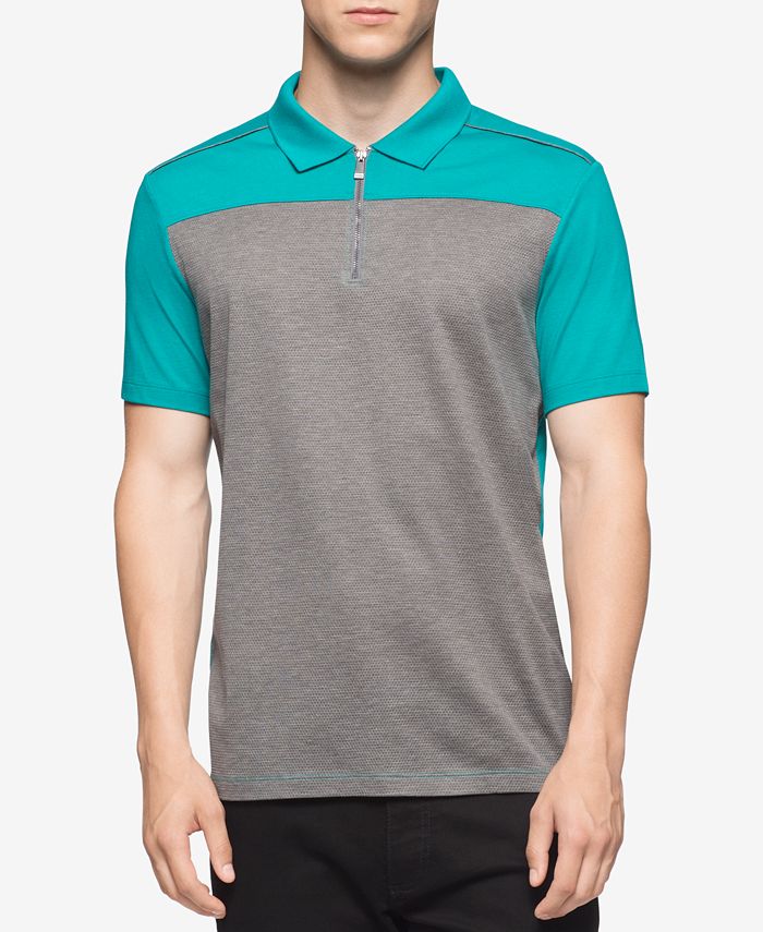 Calvin Klein Men's Quarter-Zip Colorblocked Polo - Macy's