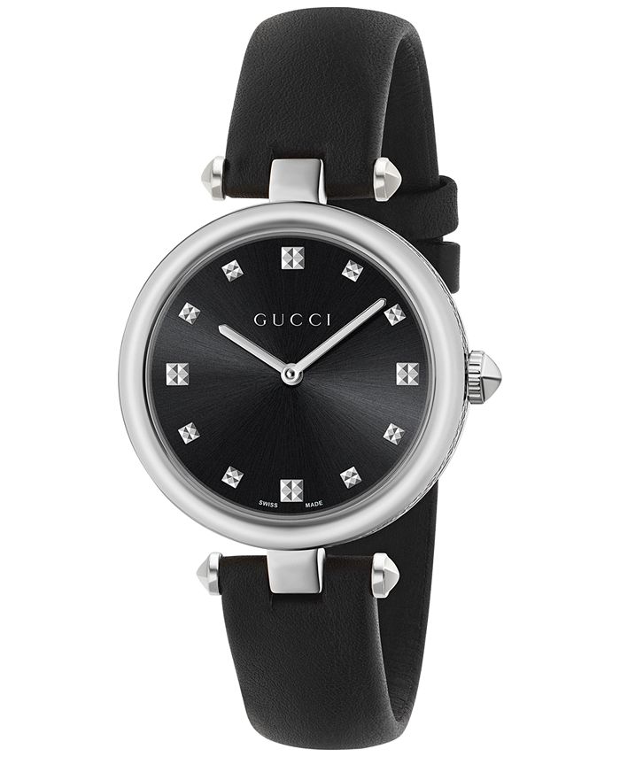 Gucci Women's Swiss Diamantissima Black Leather Strap Watch 32mm ...