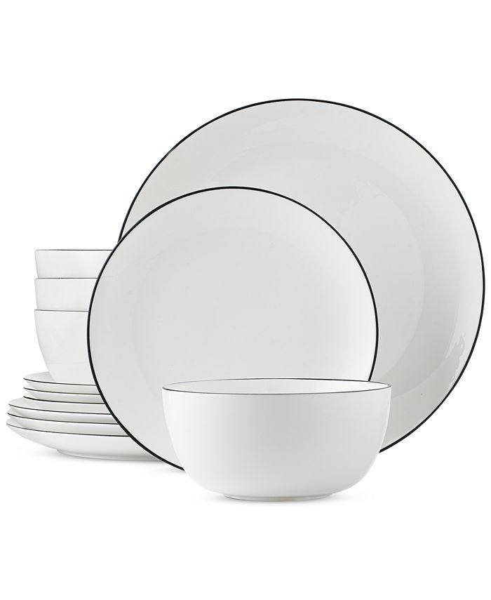 Hotel Collection Black Line 12-Piece Dinnerware Set, Service for 4 ...