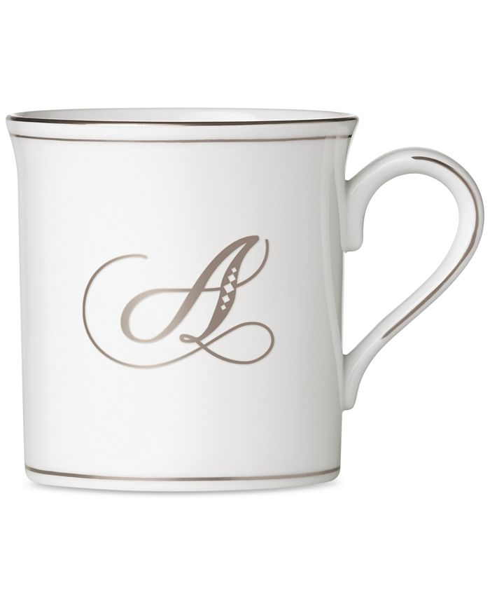 Lenox Federal Platinum Monogram Mug, Script Letters - Macy's