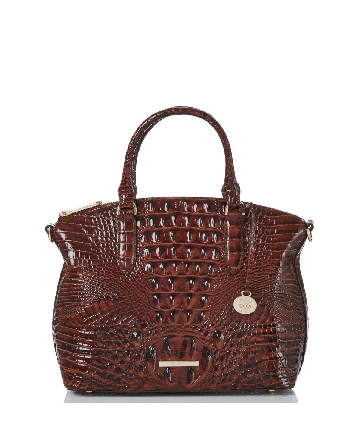 Click here for Brahmin Duxbury Leather Satchel Bag - Pecan Melbou... prices