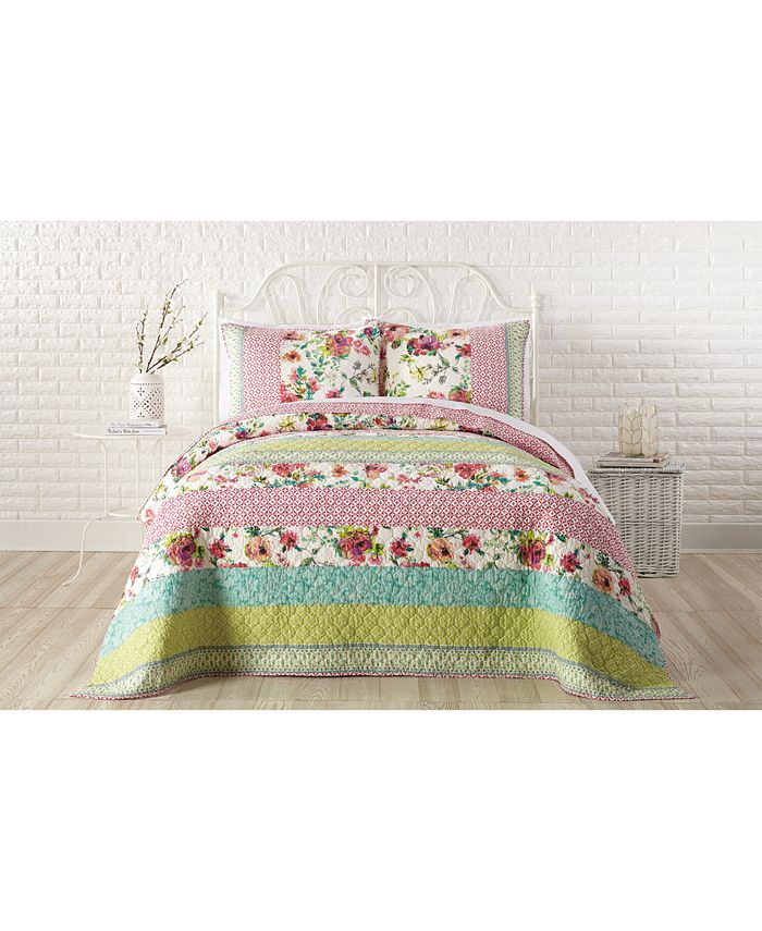Jessica Simpson Boho Garden Cotton King Quilt - Macy's