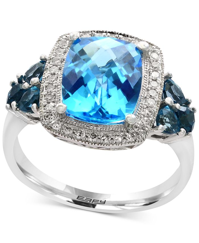 EFFY Collection EFFY® Ocean Bleu Blue Topaz (4 ct. t.w.) and Diamond (1 ...