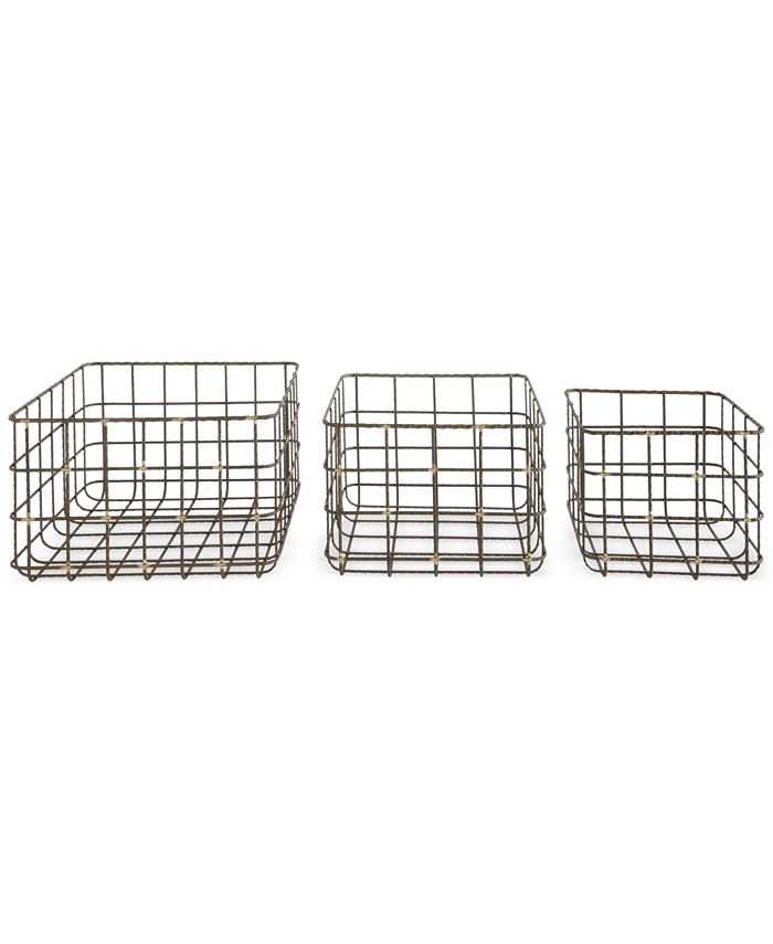 3R Studio Square Metal Baskets, Set of 3 - Macy's