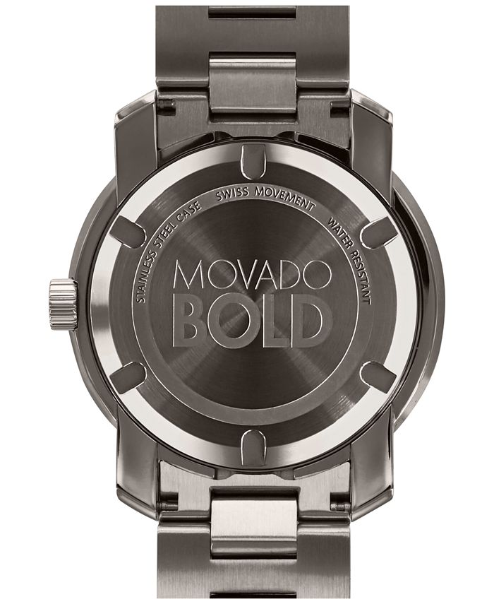 Movado Men's Swiss Bold Gray Ion-Plated Stainless Steel Bracelet Watch ...