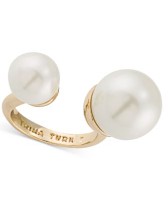 Trina Turk Gold-Tone Imitation Pearl Open Ring - Macy's