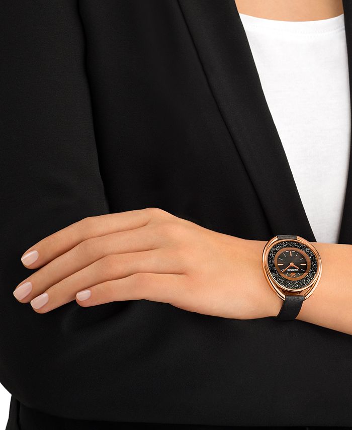 Swarovski Women's Swiss Crystalline Gray Leather Strap Watch 37mm ...