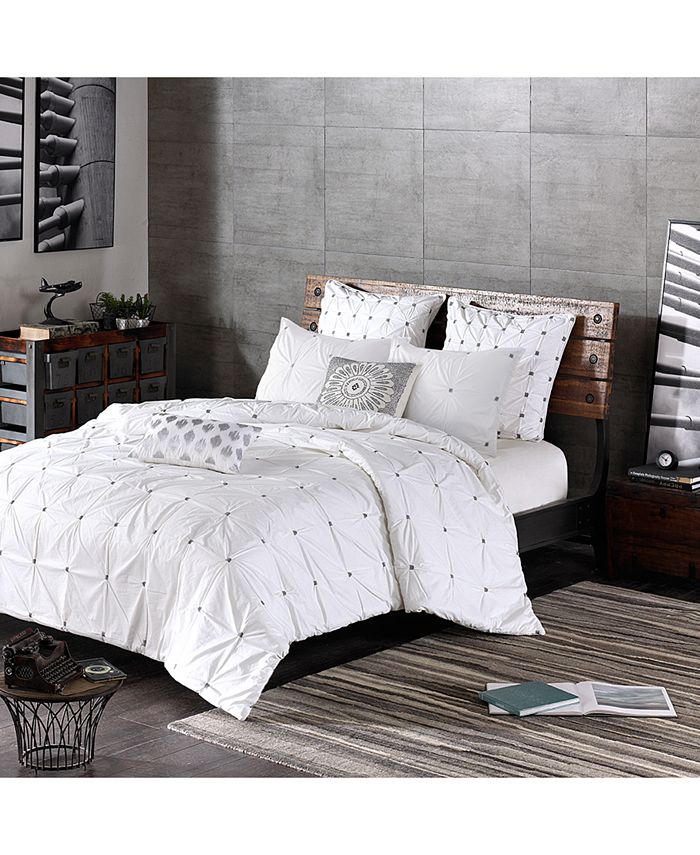 INK+IVY Masie Embroidered Ruched Full/Queen Comforter Mini Set - Macy's