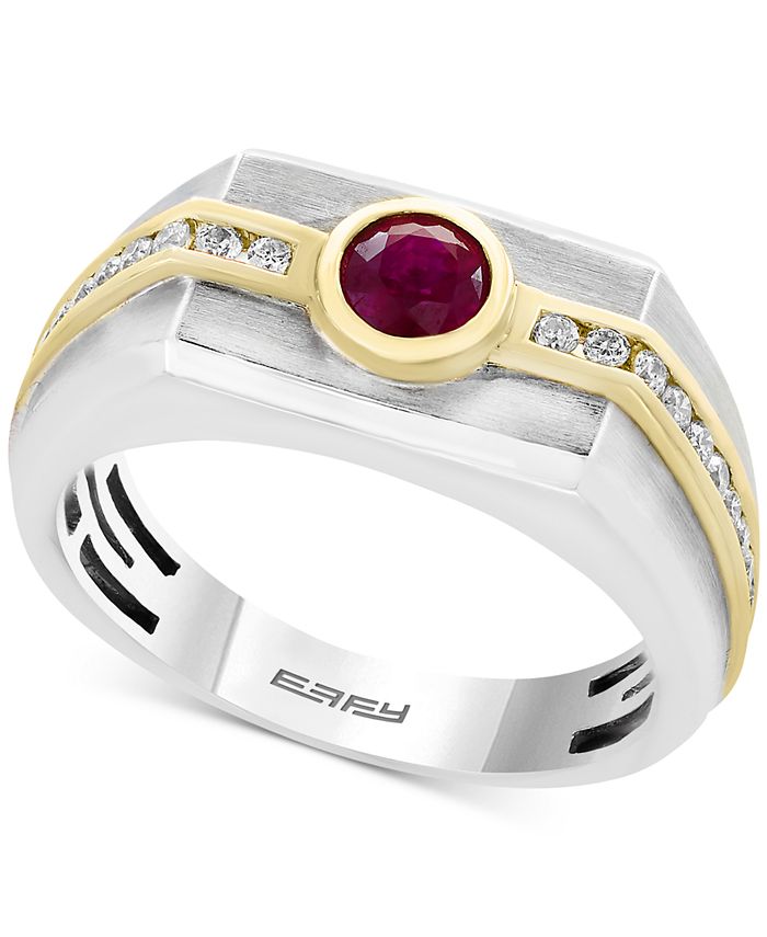 EFFY Collection EFFY® Men's Ruby (5/8 ct. t.w.) and Diamond (1/3 ct. t ...