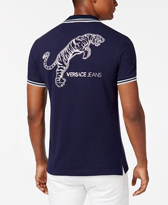 Versace Men's Embroidered Tiger Logo Polo Shirt - Polos - Men - Macy's