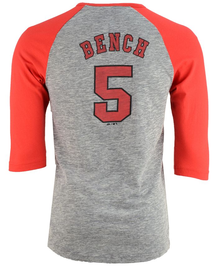 Majestic Men's Johnny Bench Cincinnati Reds Coop Player Entry Raglan T ...
