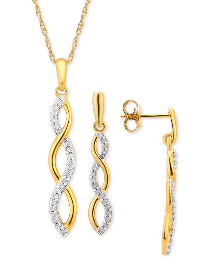 Macy's Diamond Infinity Jewelry Set (1/4 ct. t.w.) in 14k Gold-Plated ...