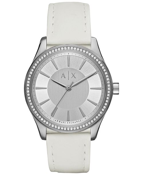 A|X Armani Exchange Women's White Leather Strap Watch 36mm AX5445 ...