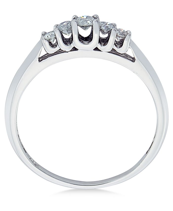 Macy's Diamond Five Stone Step Ring (1/4 ct. t.w.) in 14k White Gold ...