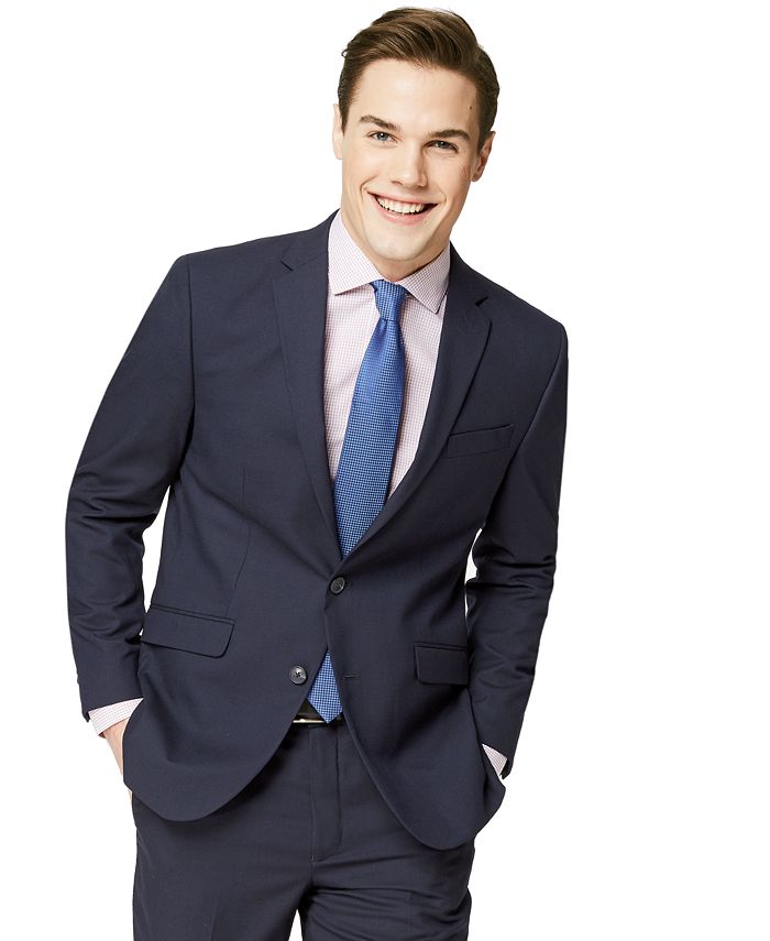 Kenneth Cole Reaction Men's Slim-Fit Tonal Dark Blue Shadow-Check Suit ...