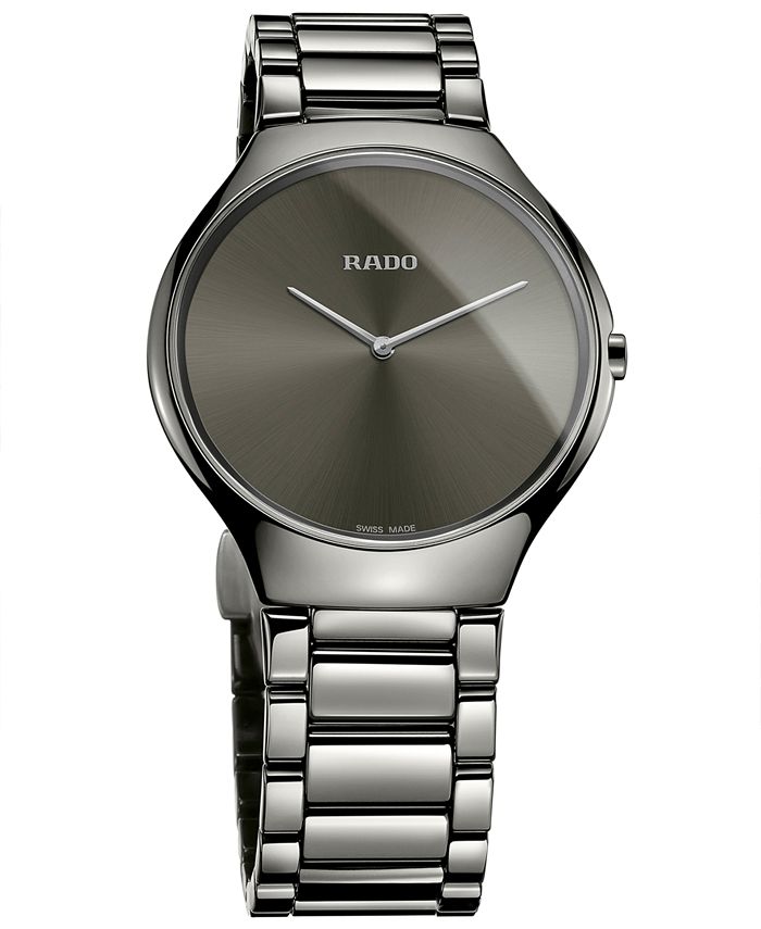 Rado Unisex Swiss True Thinline Black Plasma High-Tech Ceramic Bracelet ...