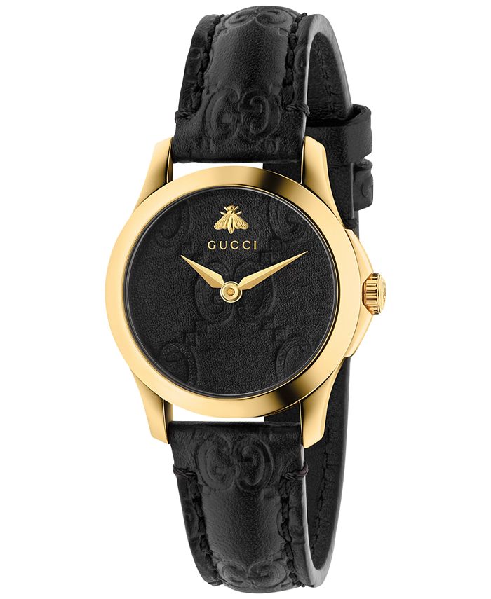 Gucci Women's Swiss G-Timeless Black Leather Strap Watch 27mm - Macy's