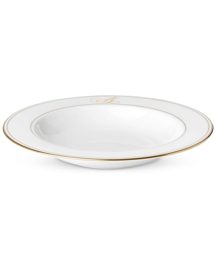 Lenox Federal Gold Monogram Pasta/Rim Soup Bowl, Script Letters - Macy's