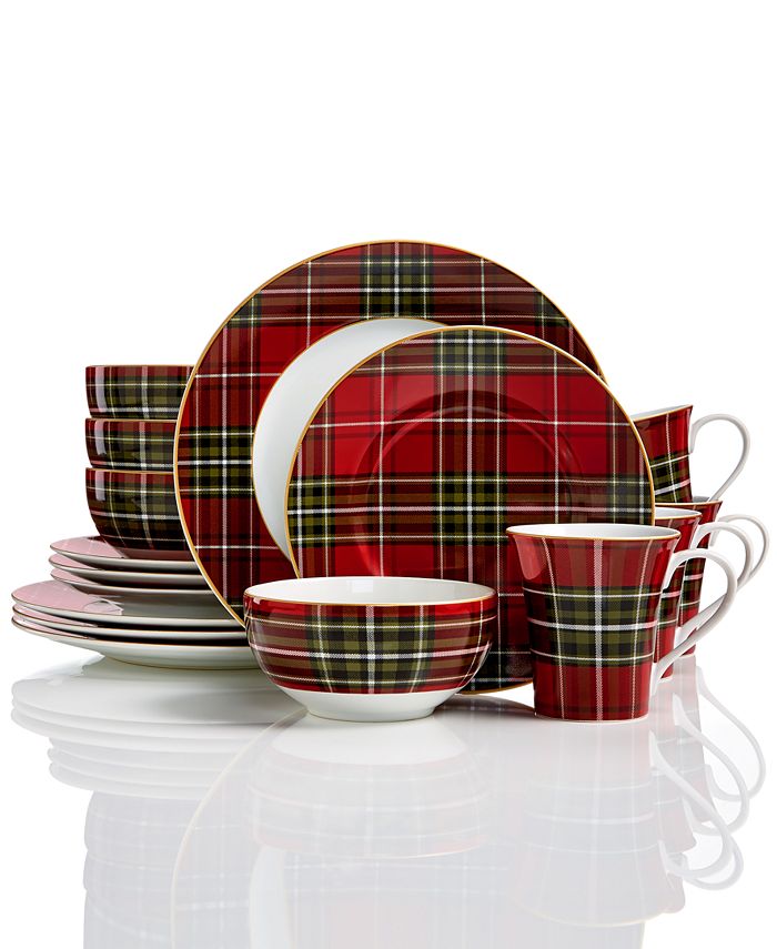 222 Fifth Wexford Plaid Red Dinnerware Collection & Reviews ...