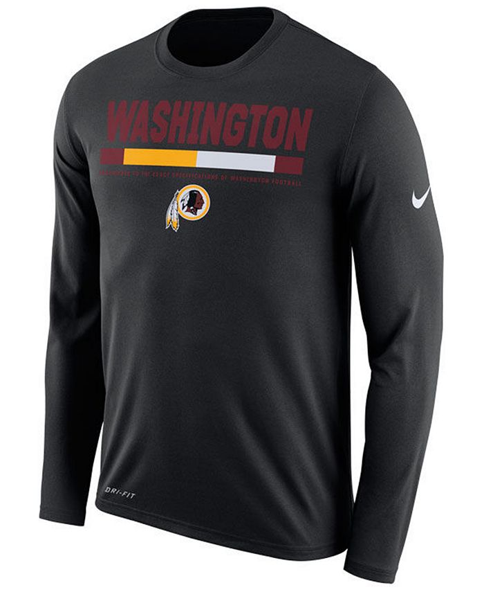 Nike Men's Washington Redskins Legend Staff Long Sleeve T-Shirt - Macy's
