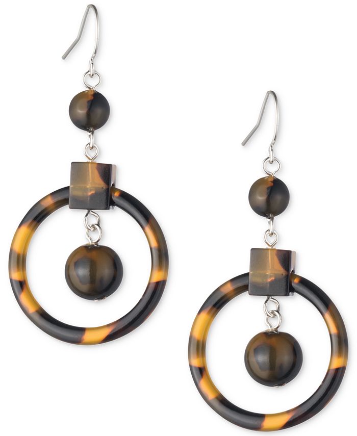 Lauren Ralph Lauren Silver-Tone & Tortoise-Look Drop Earrings - Macy's