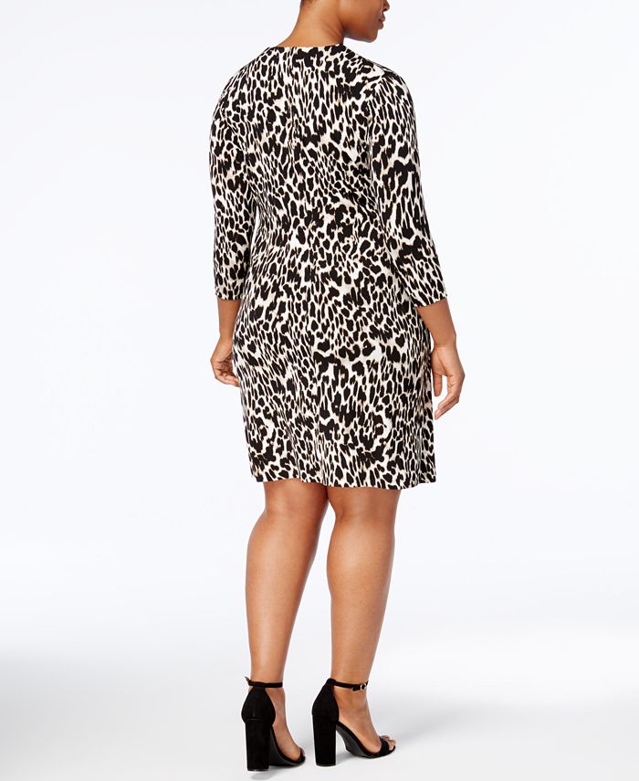 Calvin Klein Plus Size Printed Faux-Wrap Dress - Macy's