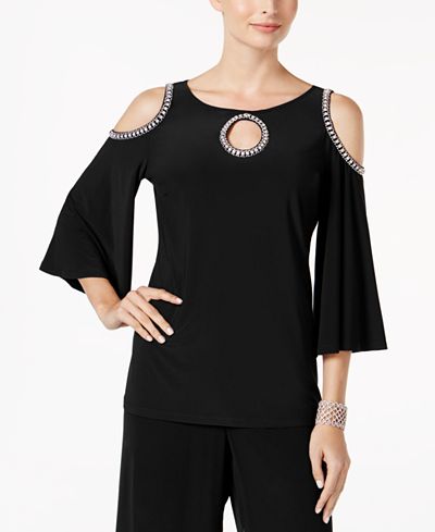MSK Cold-Shoulder Embellished Blouse - Tops - Women - Macy's