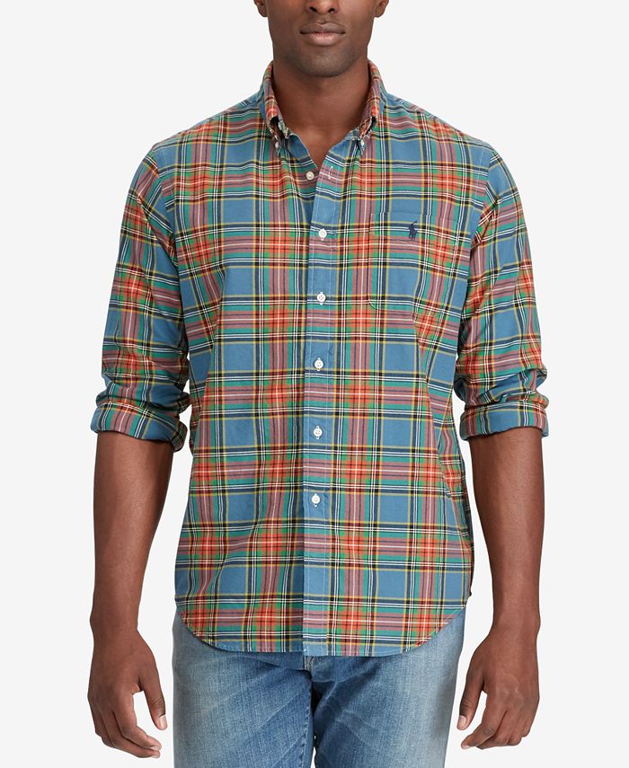 Polo Ralph Lauren Men's Big & Tall Iconic Plaid Oxford Shirt - Macy's