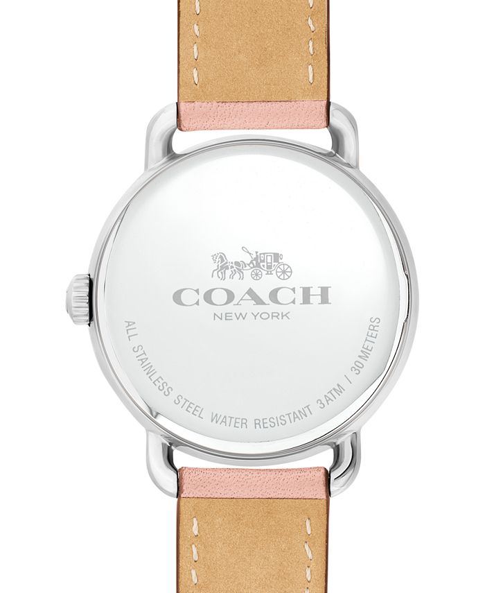 COACH Women's Delancey Pink Leather Strap Watch 36mm - Macy's