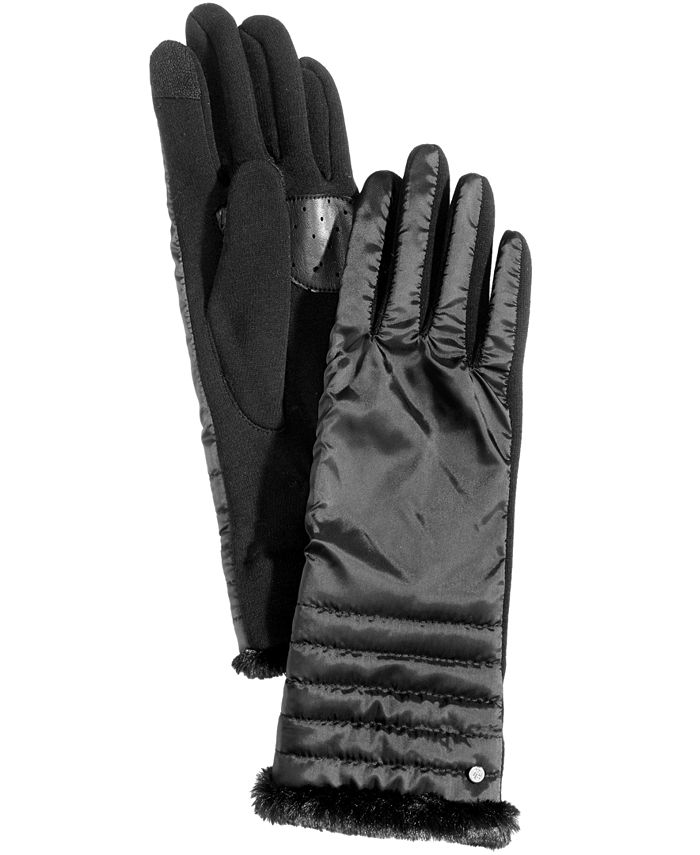 Lauren Ralph Lauren Faux Fur & Puffer Touchscreen Gloves - Macy's