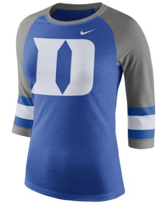 Nike Women's Duke Blue Devils Team Stripe Logo Raglan T-Shirt - Macy's