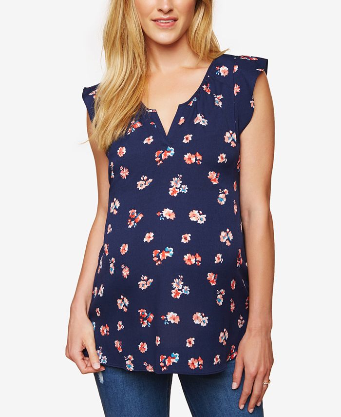 Motherhood Maternity Floral-Print Blouse - Macy's