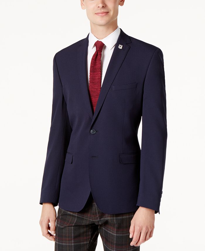 Nick Graham Men's Slim-Fit Navy Textured Jacket - Macy's