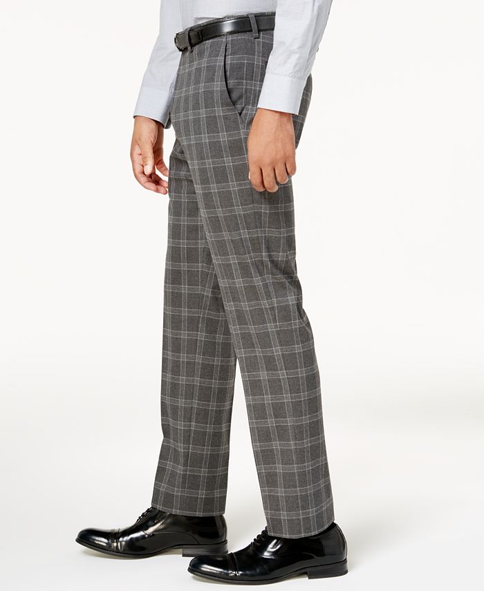 Sean John Men's Slim-Fit Gray Windowpane Pants - Macy's