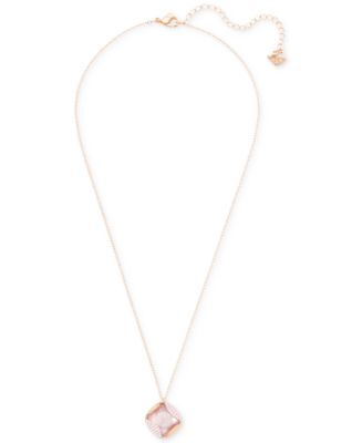Swarovski Rose Gold-Tone Stone & Pavé Pendant Necklace - Macy's