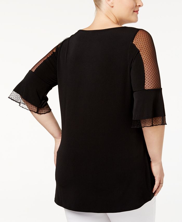 Belldini Plus Size Illusion-Mesh Tunic - Macy's