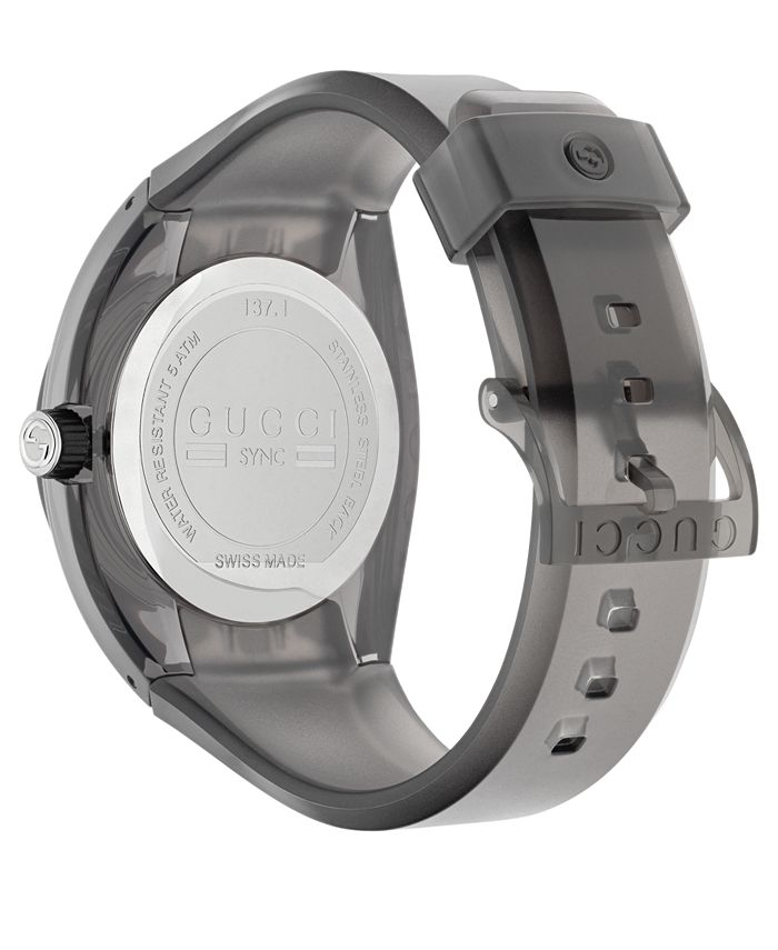 Gucci Unisex Swiss Gucci Sync Black Transparent Rubber Strap Watch 46mm ...