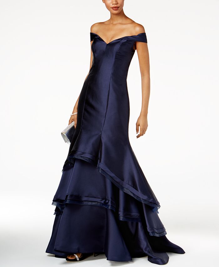 XSCAPE Ruffled Off-The-Shoulder Gown - Macy's