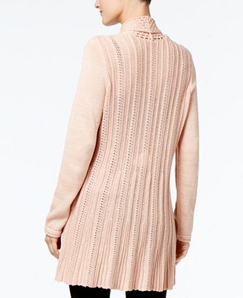 NY Collection Textured Metallic Cardigan - Macy's