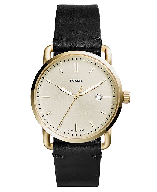Fossil Men's Commuter Black Leather Strap Watch 42mm & Reviews ...