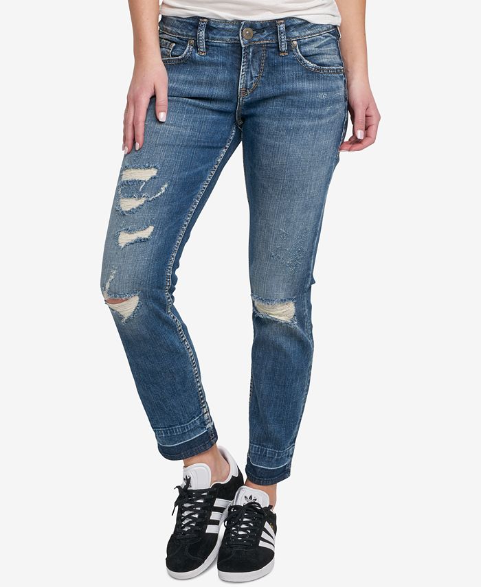 Silver Jeans Co. Ripped Boyfriend Jeans - Macy's