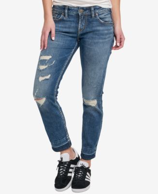 Silver Jeans Co. Ripped Boyfriend Jeans - Macy's