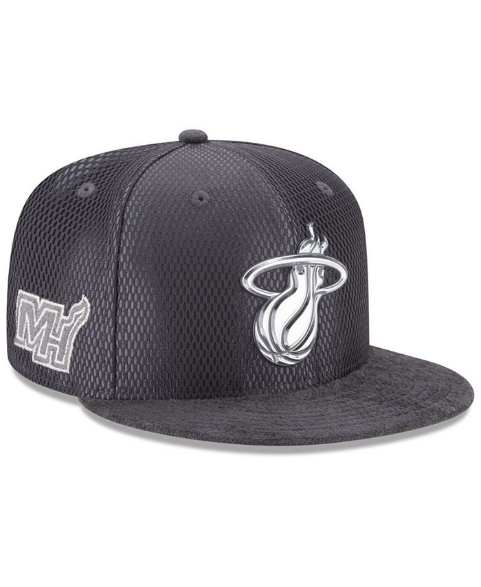 New Era Miami Heat On-Court Graphite Collection 9FIFTY Snapback Cap ...