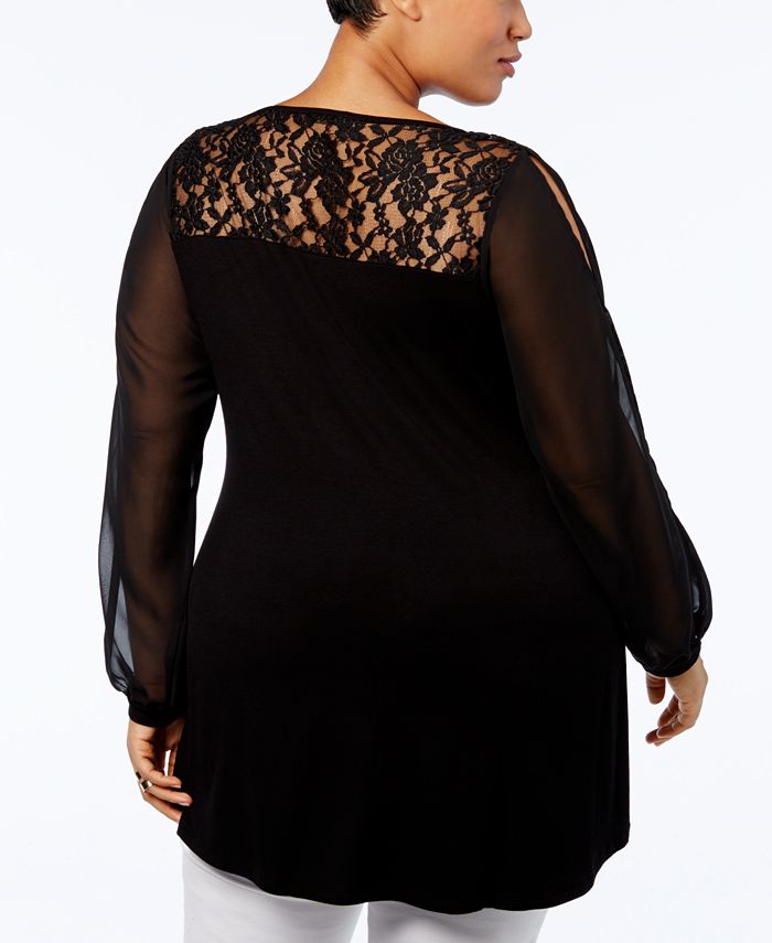 Belldini Plus Size Lace Illusion Tunic - Macy's