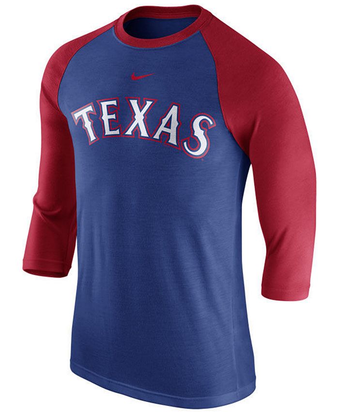 Nike Men's Texas Rangers Wordmark Raglan T-Shirt - Macy's