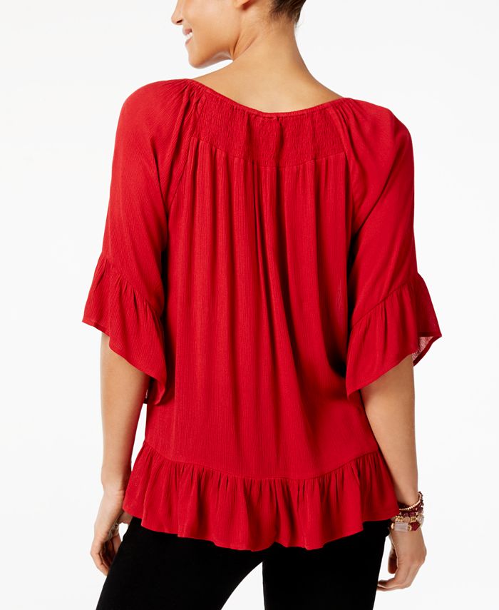 Style & Co Petite Smocked Flutter Top, Created for Macy's - Macy's